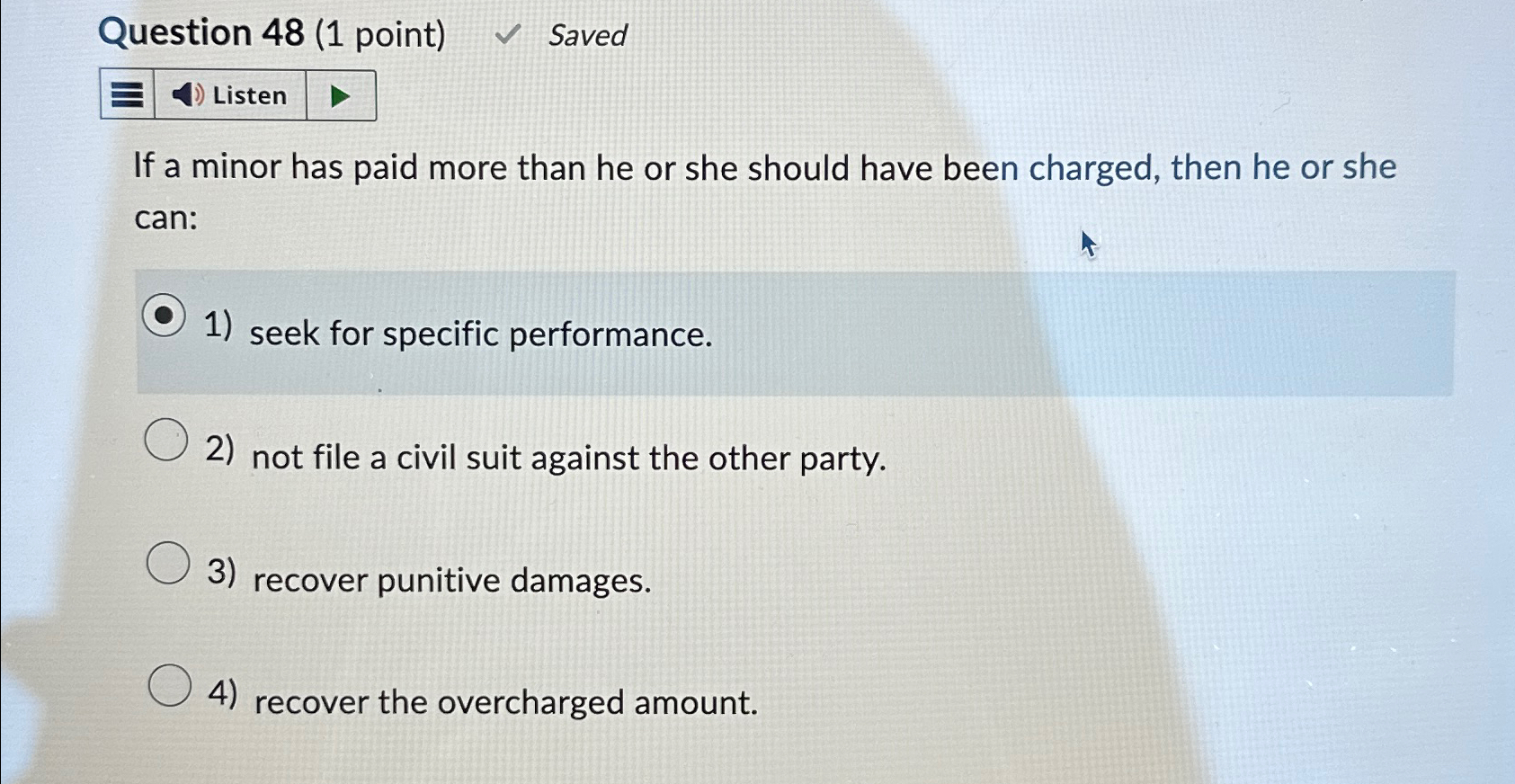 Solved Question 48 (1 ﻿point) ﻿SavedListenIf a minor has | Chegg.com