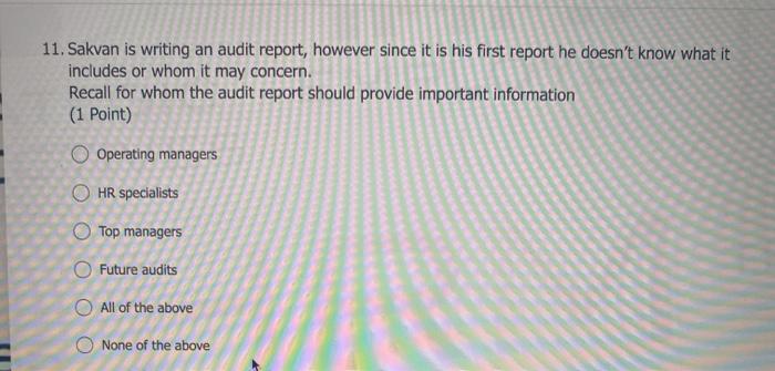 Solved 11. Sakvan is writing an audit report, however since | Chegg.com