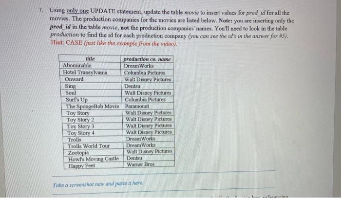 Solved Using only one UPDATE statement, update the table | Chegg.com