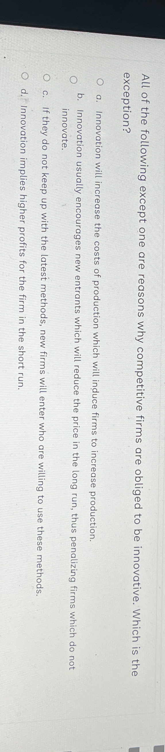 Solved All of the following except one are reasons why | Chegg.com