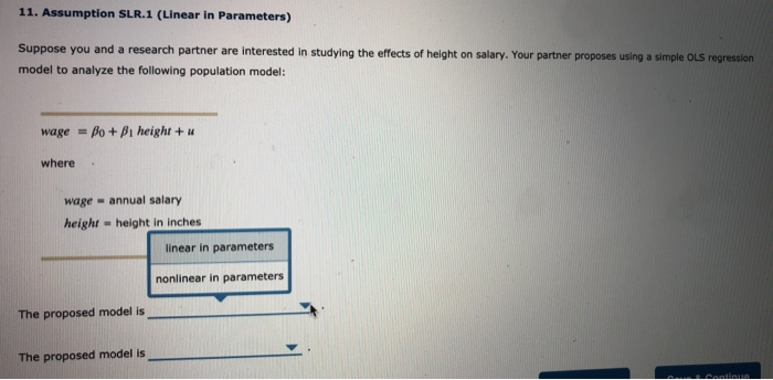 Solved 11. Assumption SLR.1 (Linear in Parameters) Suppose | Chegg.com