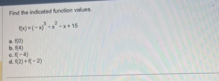 Solved Find the indicated function values. | Chegg.com