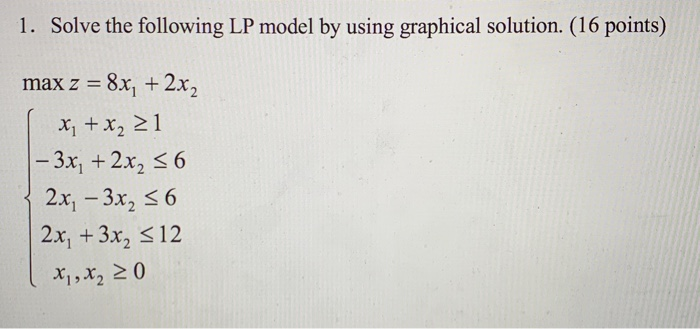 Solved 1. Solve the following LP model by using graphical | Chegg.com