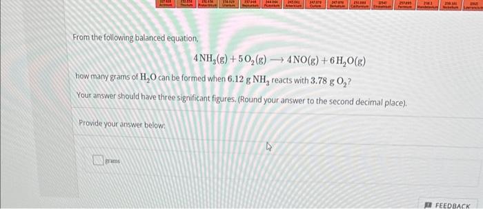Solved From the following balanced equation, 4NH3( g)+5O2( | Chegg.com