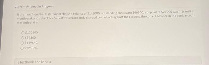 Solved If the month-end bank statement shows a balance of | Chegg.com