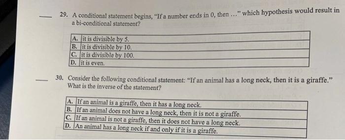 Solved 29. A conditional statement begins, "If a number ends | Chegg.com