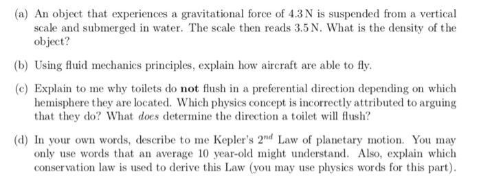 Solved (a) An object that experiences a gravitational force | Chegg.com