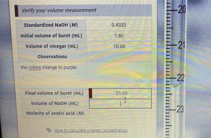 Solved Verify your volume measurement -20 Standardized NaOH | Chegg.com