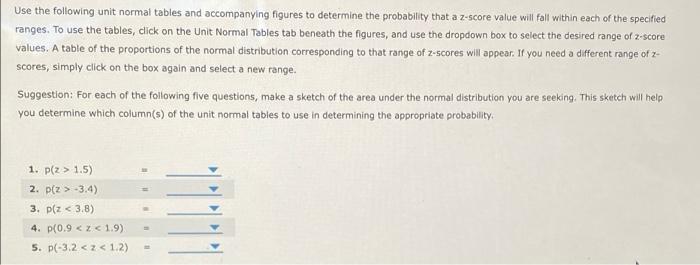 Solved Use the following unit normal tables and accompanying | Chegg.com
