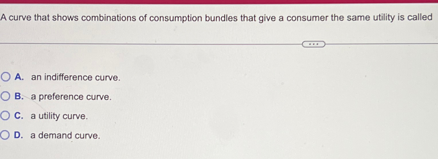 Solved A curve that shows combinations of consumption | Chegg.com