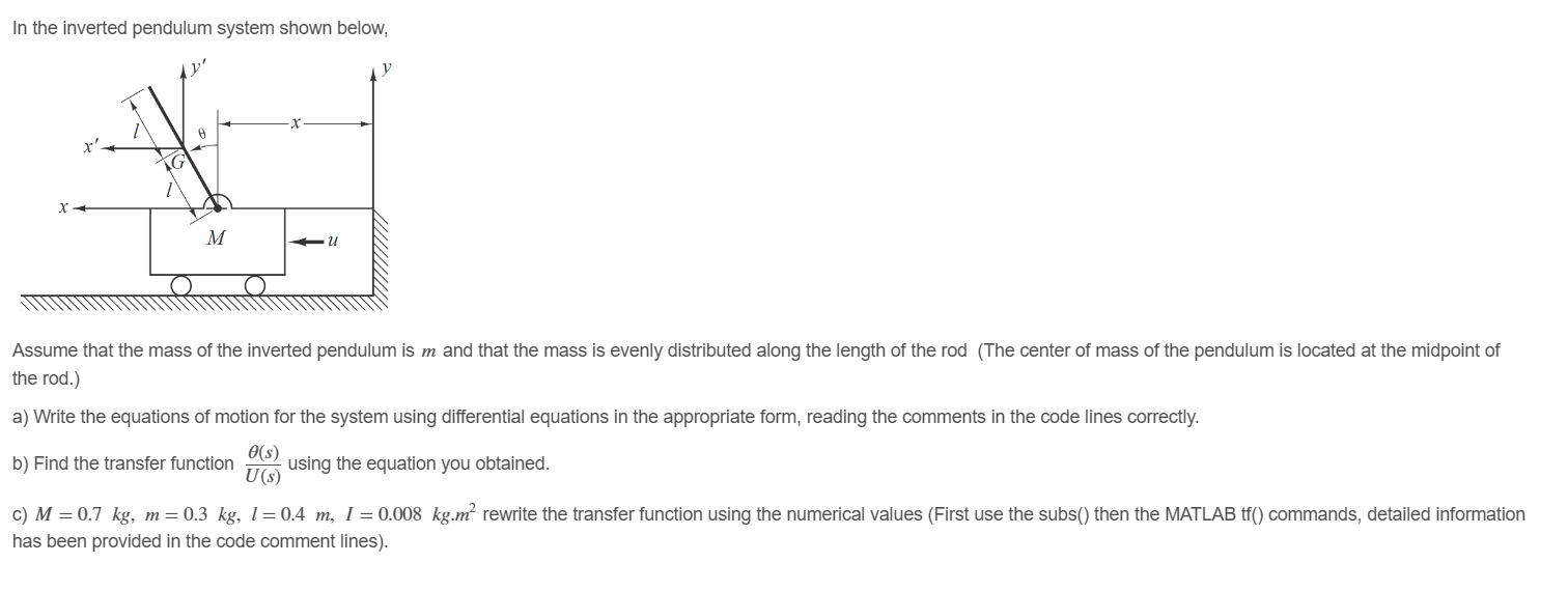 Solved Matlab Code ﻿inverted Pendulum System M 