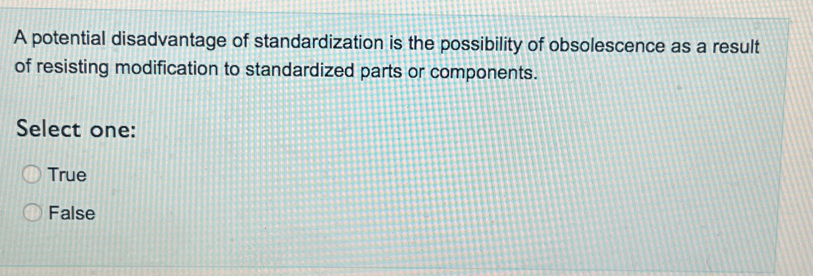 Solved A potential disadvantage of standardization is the | Chegg.com