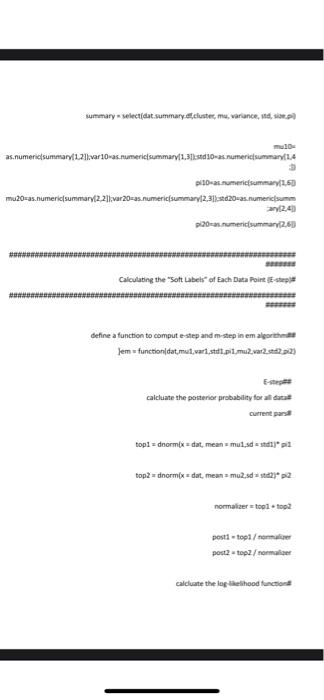 Solved This is my code for gaussian mixture model | Chegg.com