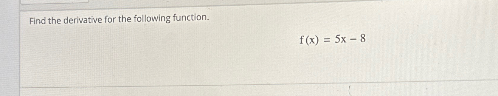 Solved Find the derivative for the following | Chegg.com