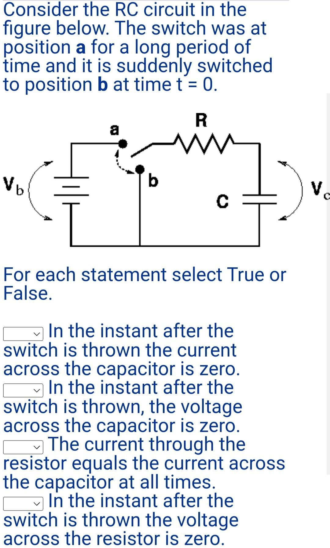 Solved Consider the RC circuit in the figure below. The | Chegg.com