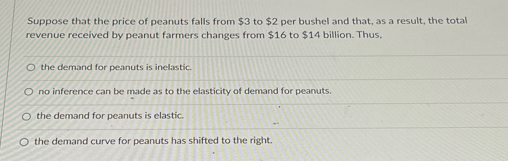 Solved Suppose that the price of peanuts falls from $3 ﻿to | Chegg.com