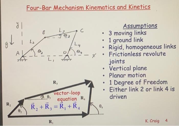Solved Four-Bar Mechanism Kinematics and Kinetics | Chegg.com