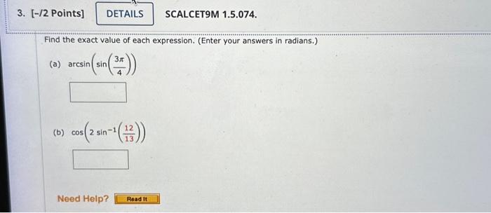 Solved Find the exact value of each expression. (Enter your | Chegg.com