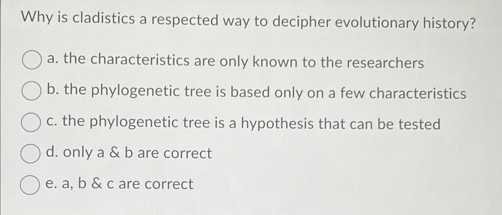 Solved Why is cladistics a respected way to decipher | Chegg.com