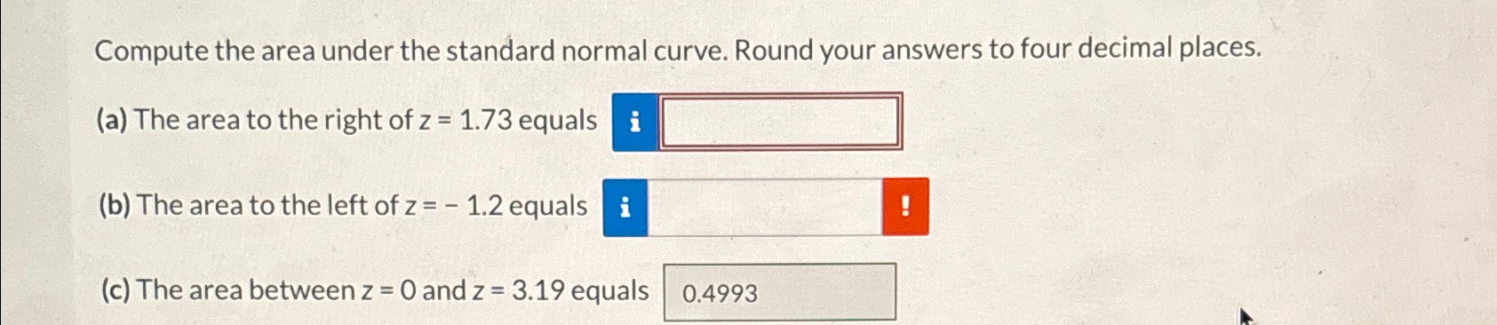 Solved Compute the area under the standard normal curve. | Chegg.com