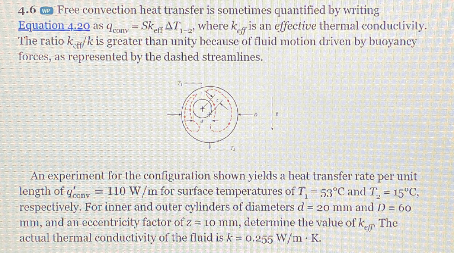 Solved 4.6 ﻿WP Free convection heat transfer is sometimes | Chegg.com