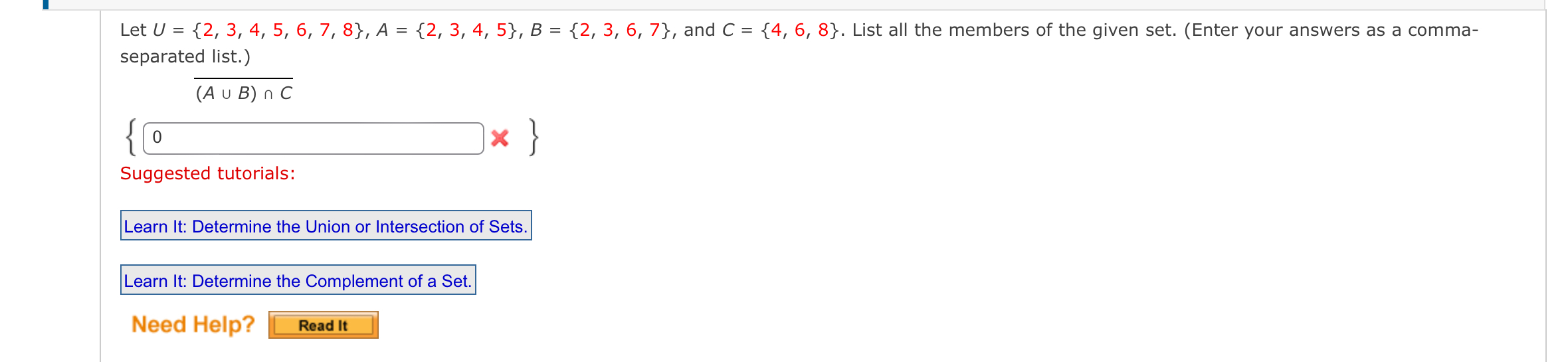 Solved Let U={2,3,4,5,6,7,8},A={2,3,4,5},B={2,3,6,7}, and | Chegg.com Solved Let U={2,3,4,5,6,7,8},A={2,3,4,5},B={2,3,6,7}, and | Chegg.com
