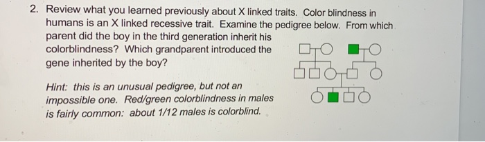 Solved 2. Review what you learned previously about X linked | Chegg.com