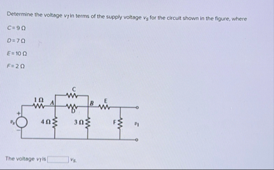 Solved Determine the voltage vy ﻿in terms of the supply | Chegg.com