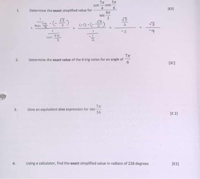 Solved Determine the exact simpliffed value for | Chegg.com