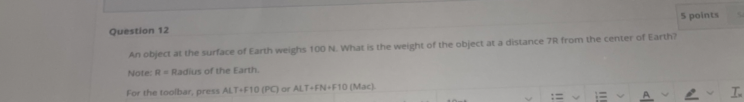 Solved Question 125 ﻿pointsAn object at the surface of Earth | Chegg.com