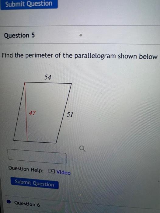 Solved Find the perimeter of the parallelogram shown below | Chegg.com