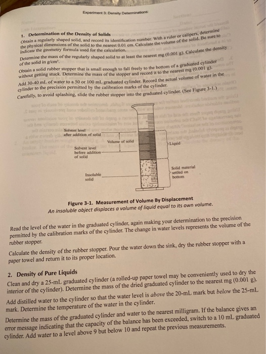 Solved Experiment 3 Density Determinations .na عقلا و be | Chegg.com