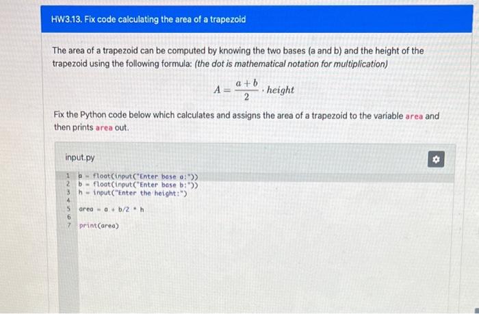 Solved The area of a trapezoid can be computed by knowing | Chegg.com