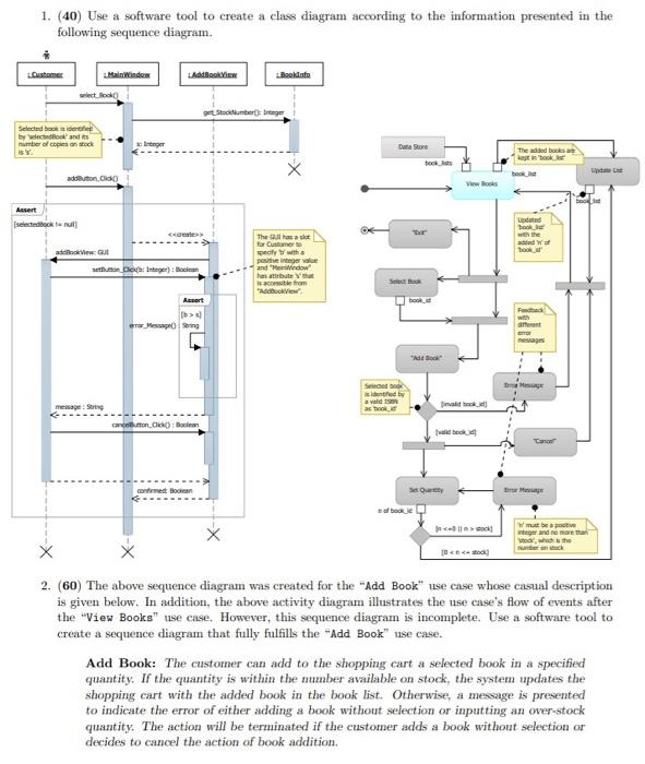 Solved 1. (40) Use a software tool to create a class diagram | Chegg.com