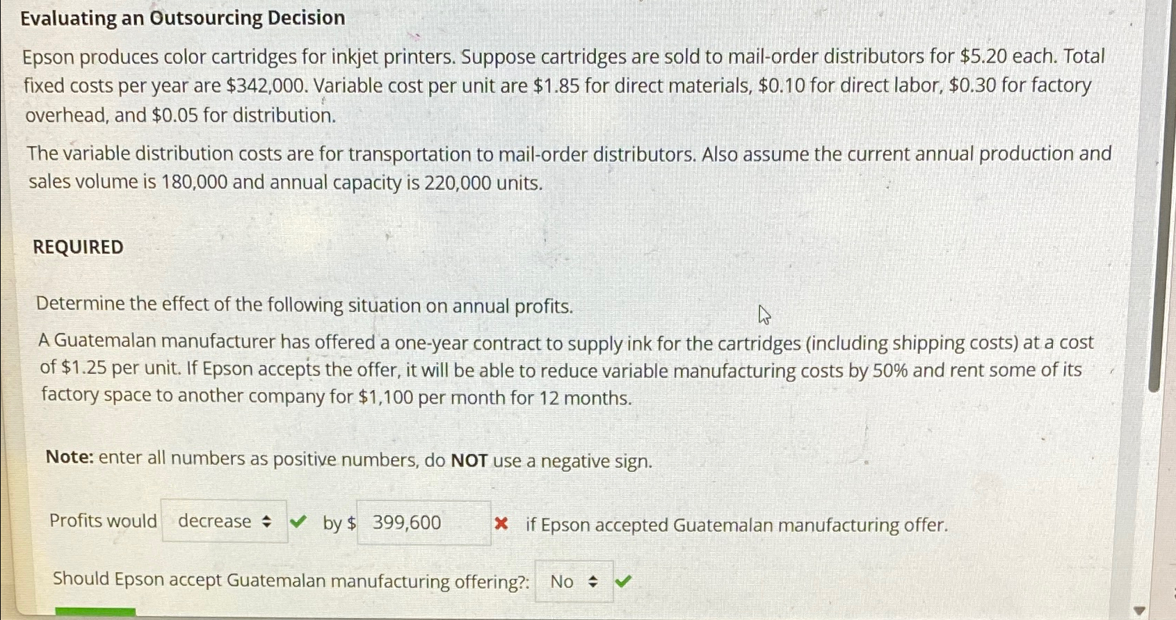 Solved Evaluating an Outsourcing DecisionEpson produces | Chegg.com