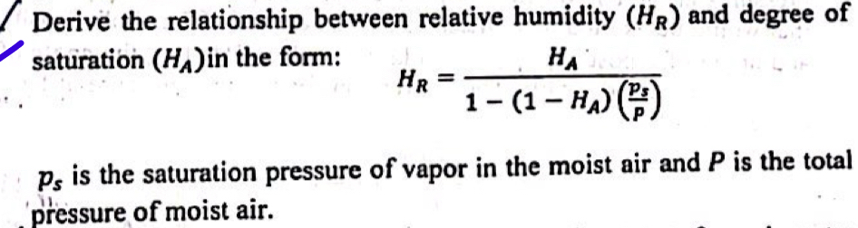 Solved Derive the relationship between relative humidity | Chegg.com