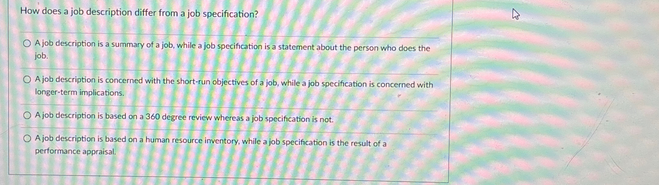 Solved How does a job description differ from a job | Chegg.com