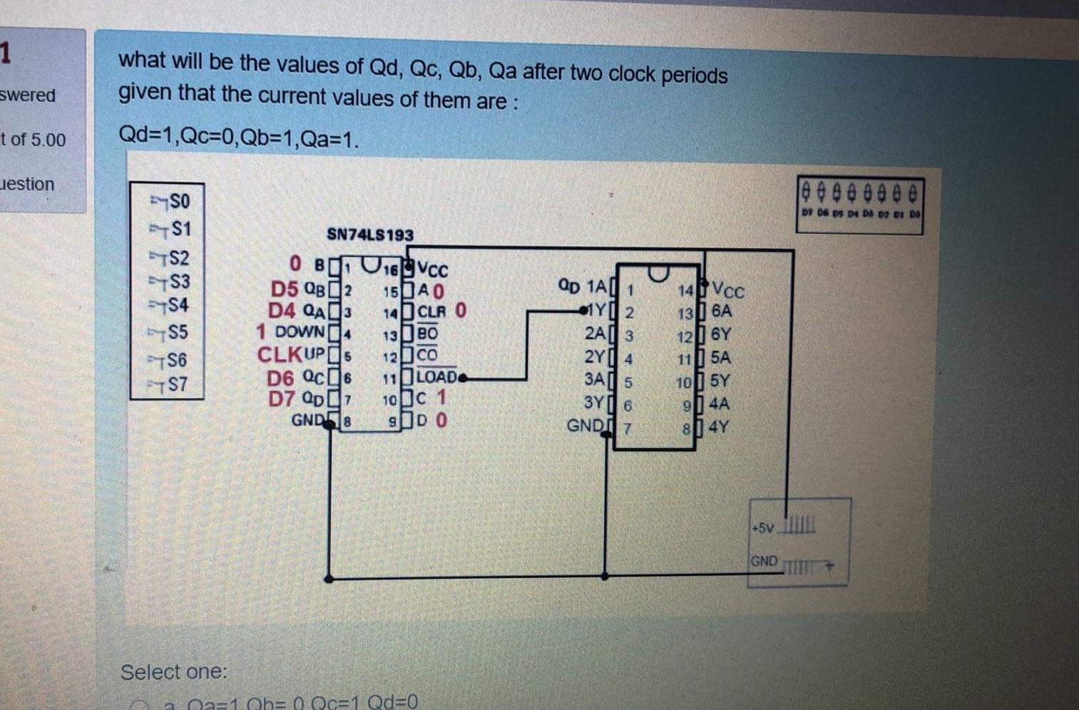 Solved 1what will be the values of Qd, ﻿Qc, ﻿Qb, ﻿Qa after | Chegg.com