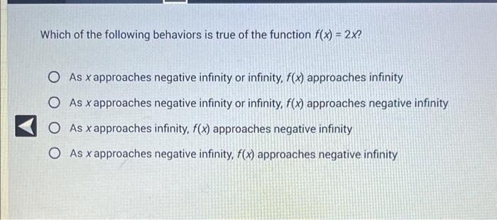 Solved Which of the following behaviors is true of the | Chegg.com