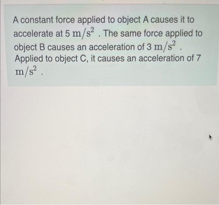 Solved A Constant Force Applied To Object A Causes It To