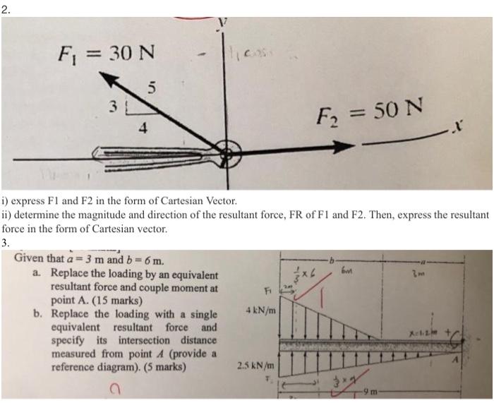 Solved i) express F1 and F2 in the form of Cartesian Vector. | Chegg.com