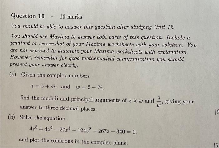 Solved Question 10 - 10 marks You should be able to answer | Chegg.com