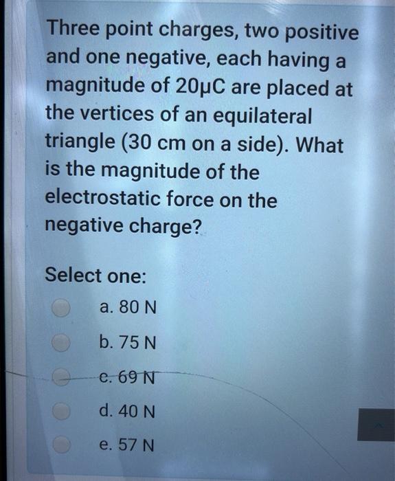 Solved Three point charges, two positive and one negative, | Chegg.com