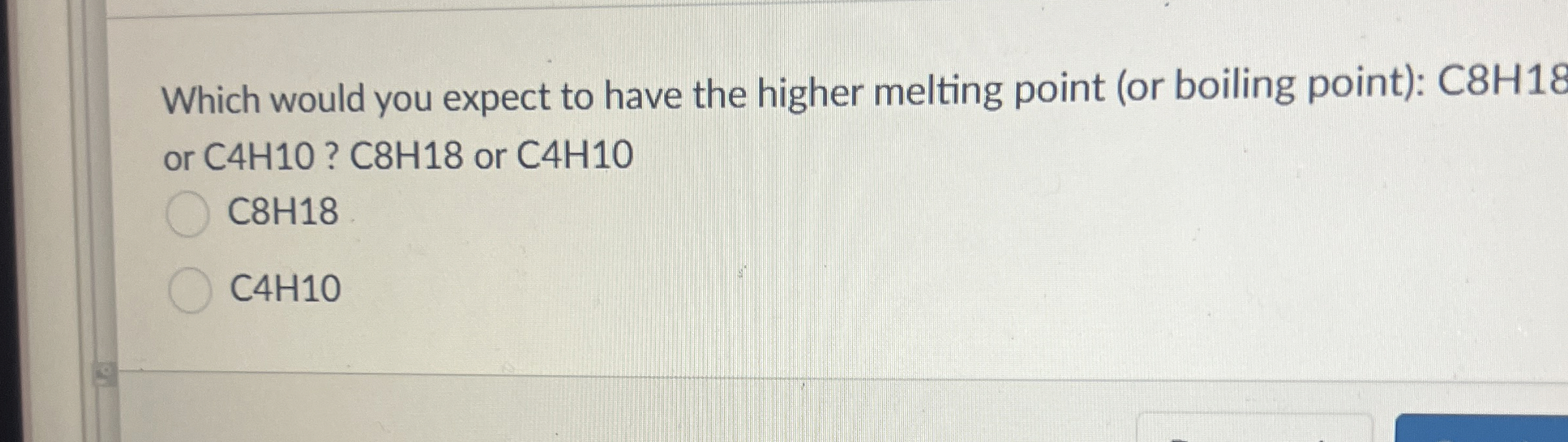 Solved Which would you expect to have the higher melting | Chegg.com