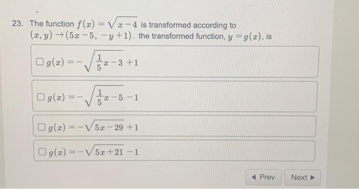 Solved 3. The function f(x)=x−4 is transformed according to | Chegg.com