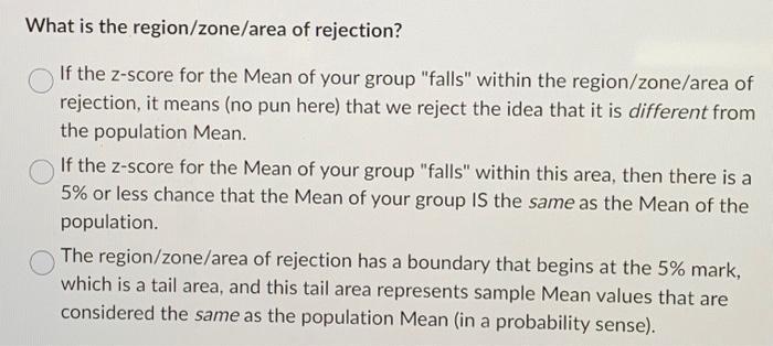 Solved What is the region/zone/area of rejection? If the | Chegg.com