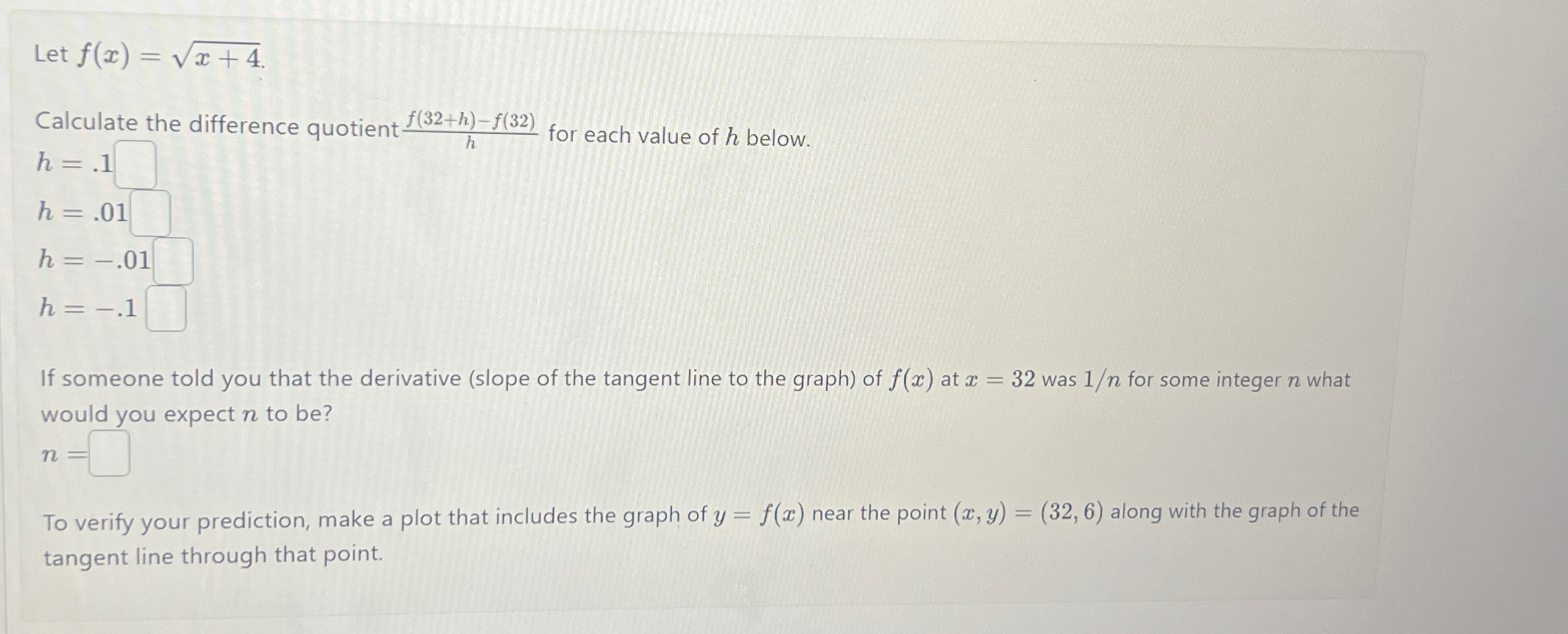 Solved Let f(x)=x+42.Calculate the difference quotient | Chegg.com