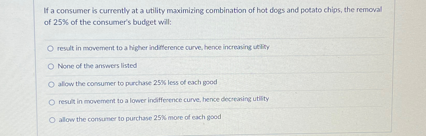 Solved If a consumer is currently at a utility maximizing | Chegg.com