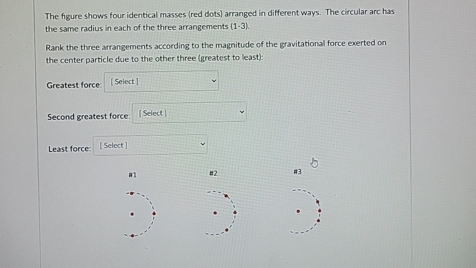 Solved The figure shows four identical masses (red dots) | Chegg.com