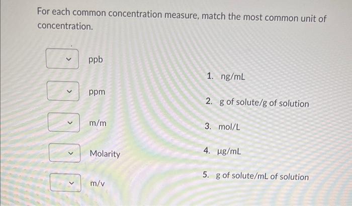 Solved For each common concentration measure, match the most | Chegg.com